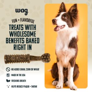 Amazon Brand - Wag Dental Dog Treats to Help Clean Teeth & Freshen Breath - Tiny, Unflavored, 2.25 pounds, 130 Count (Pack of 1)