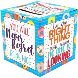 Classroom Kindness Cards and Ballot Box for Elementary Students (8x8 in, 50 Cards)