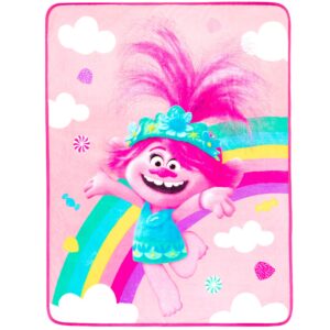 franco kids bedding soft plush micro raschel throw, 46 in x 60 in, trolls world tour