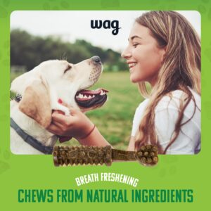 Amazon Brand - Wag Dental Dog Treats to Help Clean Teeth & Freshen Breath - Tiny, Unflavored, 2.25 pounds, 130 Count (Pack of 1)