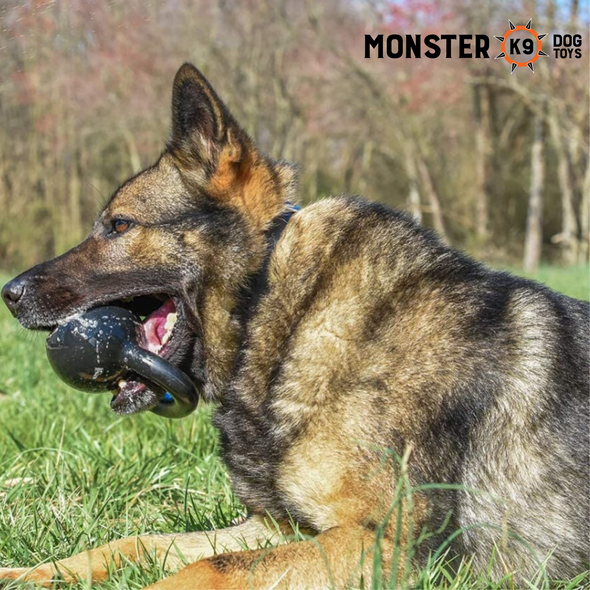 Monster K9 Ultra Durable Kettlebell Dog Toy - Medium & Large Breed - for Super Aggressive Power Chewers - Tough & Strong, Extreme Heavy Duty Natural Rubber - Fetch, Tug, & Chew - 6" H x 3" Dia.