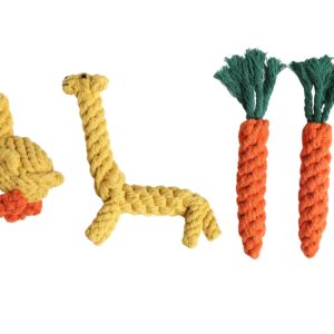 KIRTI Dog Chew Toys Rope - Durable Rope Puppy Chew Toys Animal Shape Washable Cotton Rope Toys Set for Small Dog Puppy Pet(4 Packs/Set)