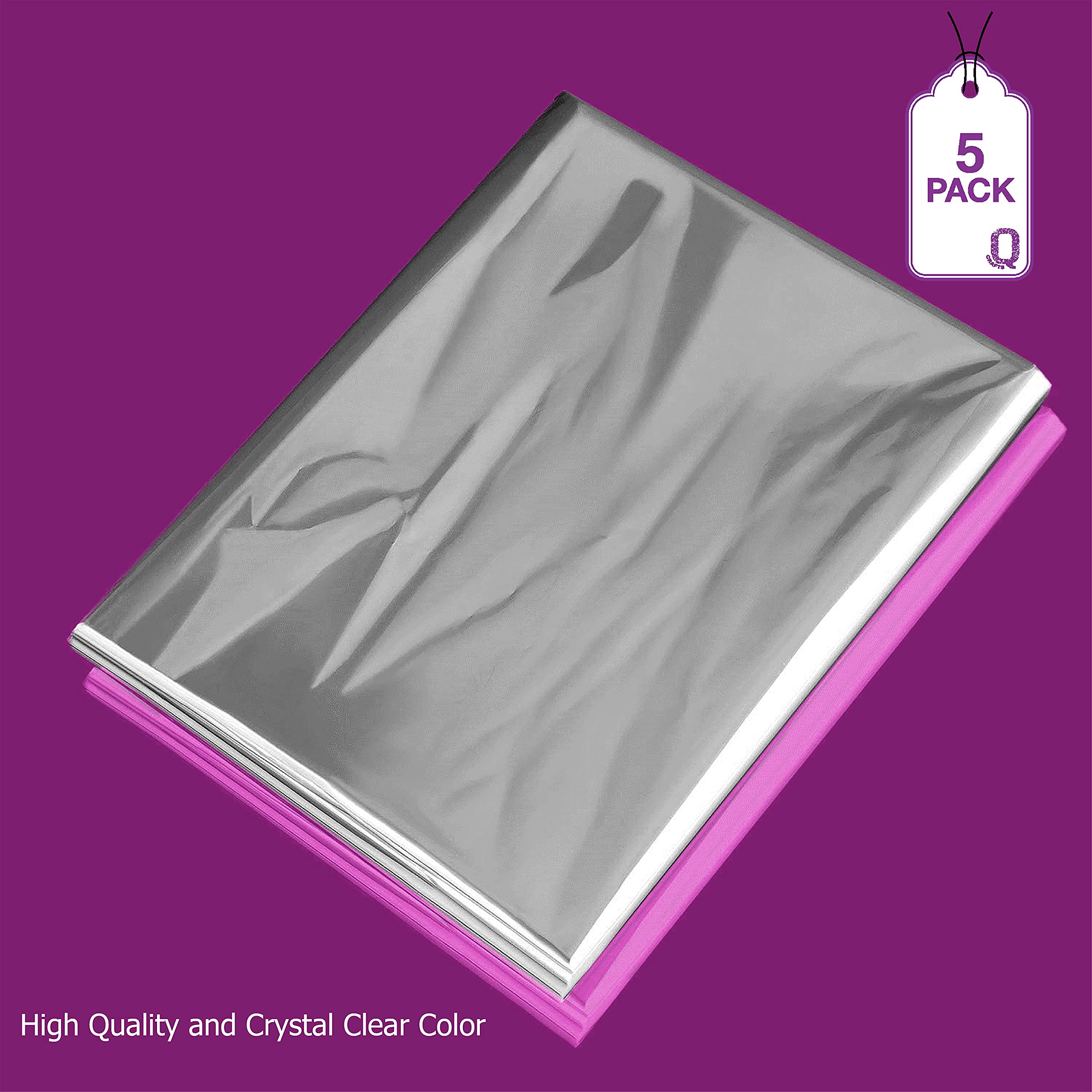 Purple Q Crafts Clear Basket Bags, Large Clear Cellophane Wrap for Baskets & Gifts 24"x30" (5)