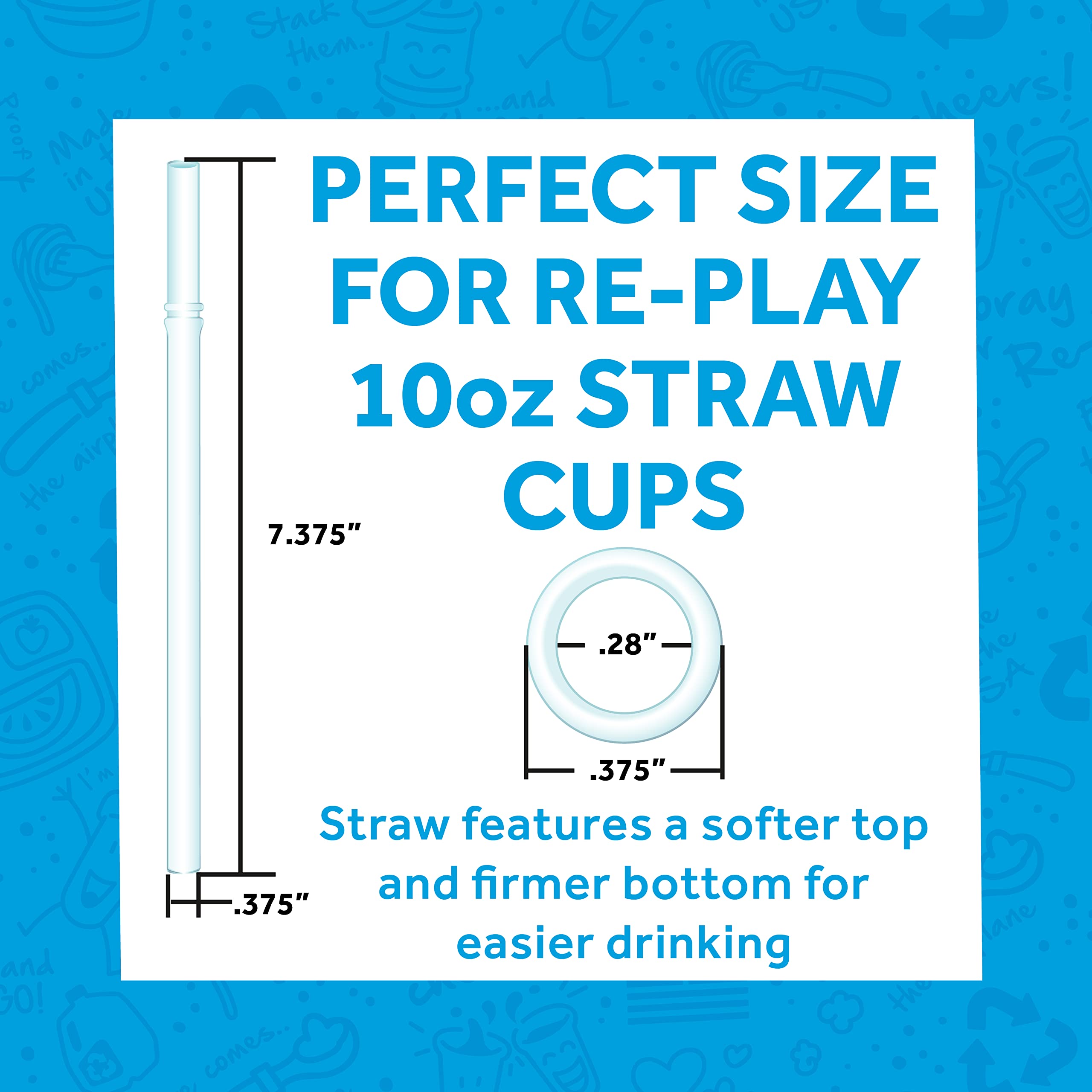 Re-Play Made in USA 2 Pack Straw Cups for Toddlers, 10 Oz. - Reusable Kids Cups with Straws and Lids, Dishwasher/Microwave Safe - Toddler Cups with Straws 3.13" x 5.5", Aqua/Purple