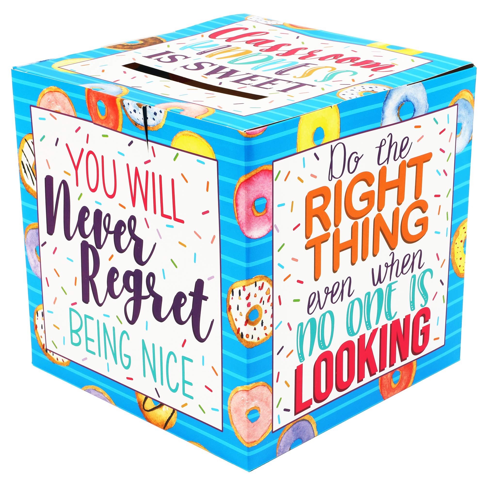 Classroom Kindness Cards and Ballot Box for Elementary Students (8x8 in, 50 Cards)