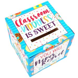 Classroom Kindness Cards and Ballot Box for Elementary Students (8x8 in, 50 Cards)