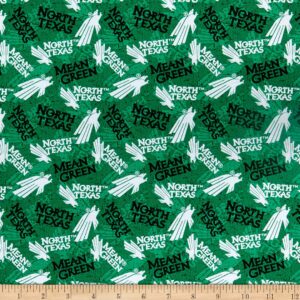 ncaa north texas mean green tone on tone cotton multi, fabric by the yard