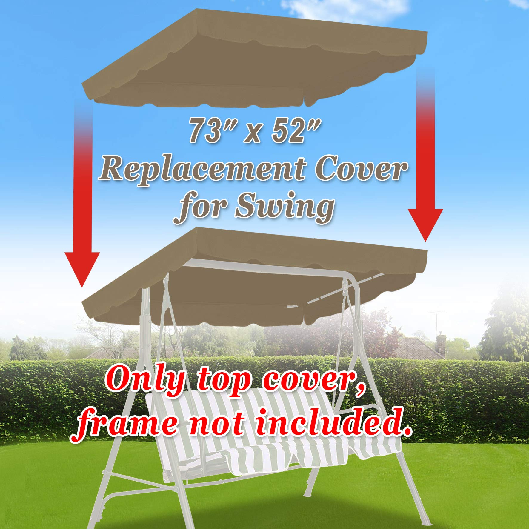 Strong Camel Patio Swing Cover Garden Outdoor Swing Replacement Canopy Cover (73"x52", Taupe)