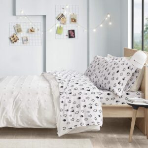 Intelligent Design Cozy Soft 100% Cotton Flannel Print Animals Stars Cute Warm, Ultra Soft Cold Weather Sheet Set Bedding, Twin, Blue Penguins 3 Piece