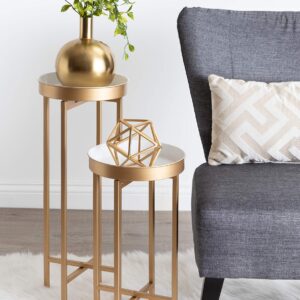 Kate and Laurel Celia Side Tables, Set of 2, Gold and White, Decorative Modern Glam End Table