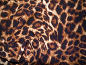 printed liverpool textured fabric 4 way stretch scuba cheetah dark brown l608 (yard)