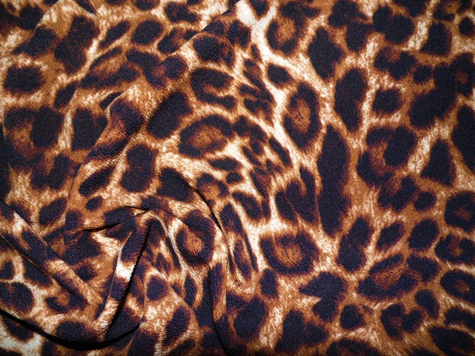 Printed Liverpool Textured Fabric 4 Way Stretch Scuba Cheetah Dark Brown L608 (Yard)