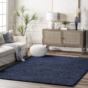 nuloom marleen contemporary shag area rug, 4' square, navy