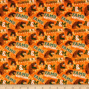 ncaa florida a&m rattlers tone on tone cotton multi, fabric by the yard