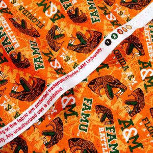 NCAA Florida A&M Rattlers Tone on Tone Cotton Multi, Fabric by the Yard