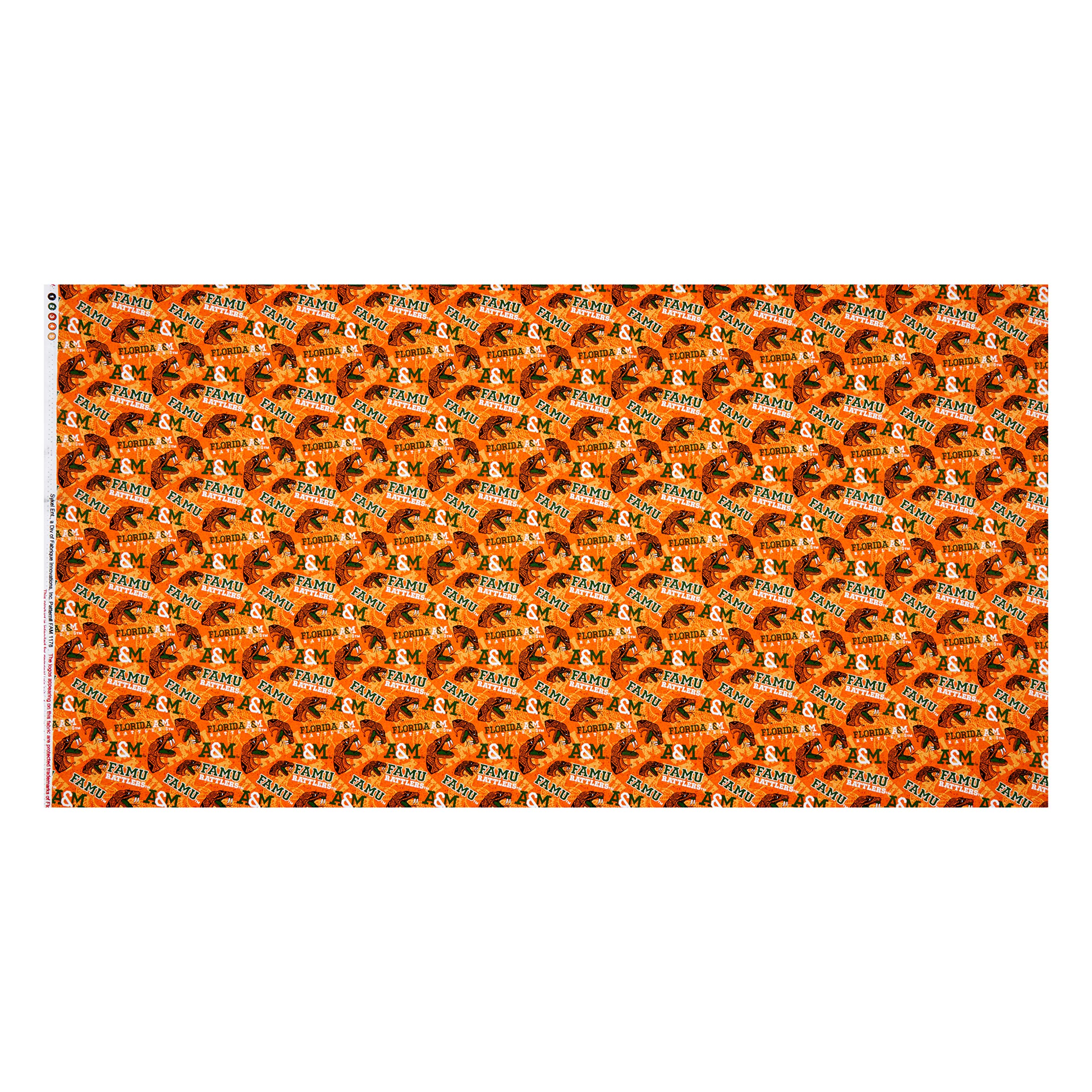 NCAA Florida A&M Rattlers Tone on Tone Cotton Multi, Fabric by the Yard