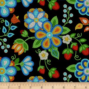 tucson beaded strawberry black, fabric by the yard