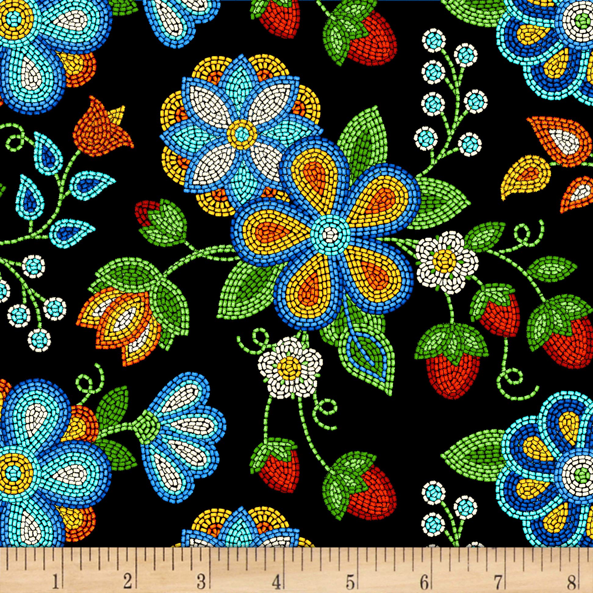 Tucson Beaded Strawberry Black, Fabric by the Yard