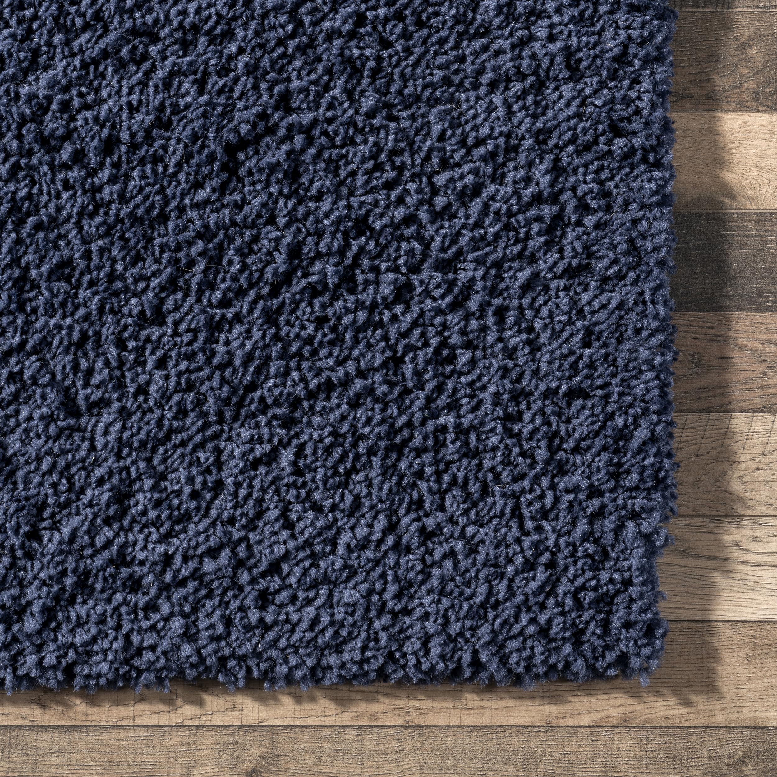 nuLOOM Marleen Contemporary Shag Area Rug, 4' Square, Navy