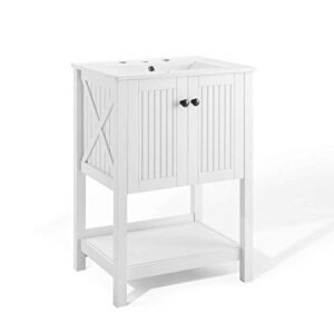 modway steam bathroom vanity cabinet, 24" with white sink