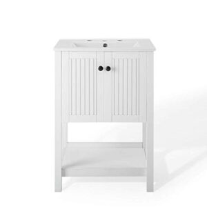 Modway Steam Bathroom Vanity Cabinet, 24" with White Sink