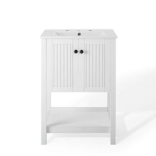 Modway Steam Bathroom Vanity Cabinet, 24" with White Sink