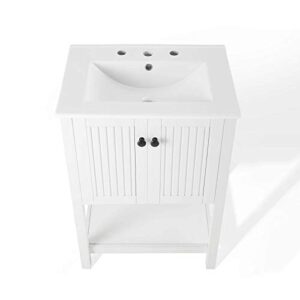 Modway Steam Bathroom Vanity Cabinet, 24" with White Sink