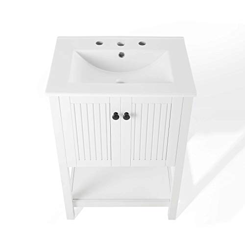 Modway Steam Bathroom Vanity Cabinet, 24" with White Sink