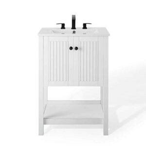 Modway Steam Bathroom Vanity Cabinet, 24" with White Sink