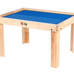 NILO Kids Activity Table Set with 2 Compatible with/Replacement for Detachable Double-Sided Baseplates/Boards/Mats Lego Duplo (N34 Play Table Without Holes, 24x32x20 and 2X Blue Base Plates 12x32)