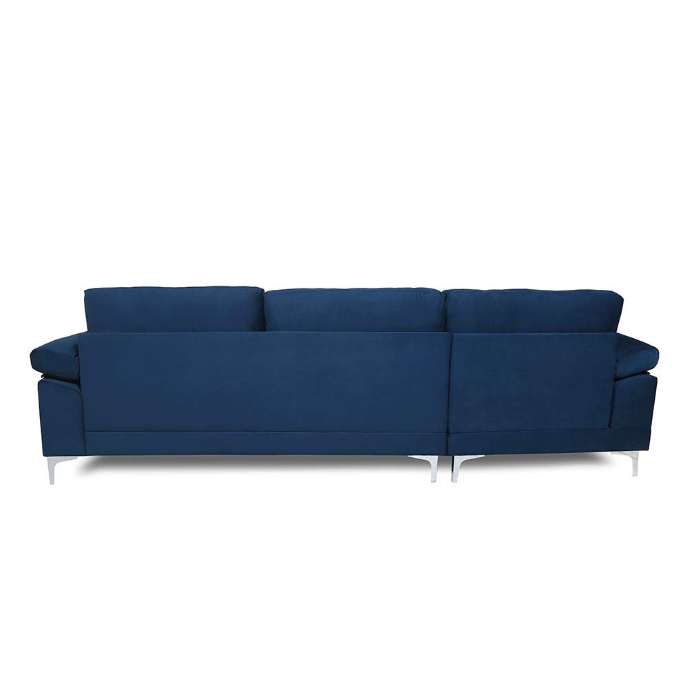 UStinsa Sectional Couch for Living Room Sectional Sofa with Velvet Fabric and Hard Wood Frame L-Shape Sectional Sofa Couch Blue Sofa