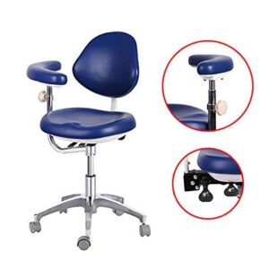 OUBO Brand PU Dark Blue (#4) Medical Dentist's Mobile Chair Doctor and Nurse's Stools with Backrest Armrest