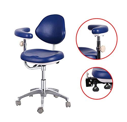 OUBO Brand PU Dark Blue (#4) Medical Dentist's Mobile Chair Doctor and Nurse's Stools with Backrest Armrest