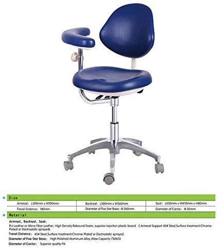 OUBO Brand PU Dark Blue (#4) Medical Dentist's Mobile Chair Doctor and Nurse's Stools with Backrest Armrest