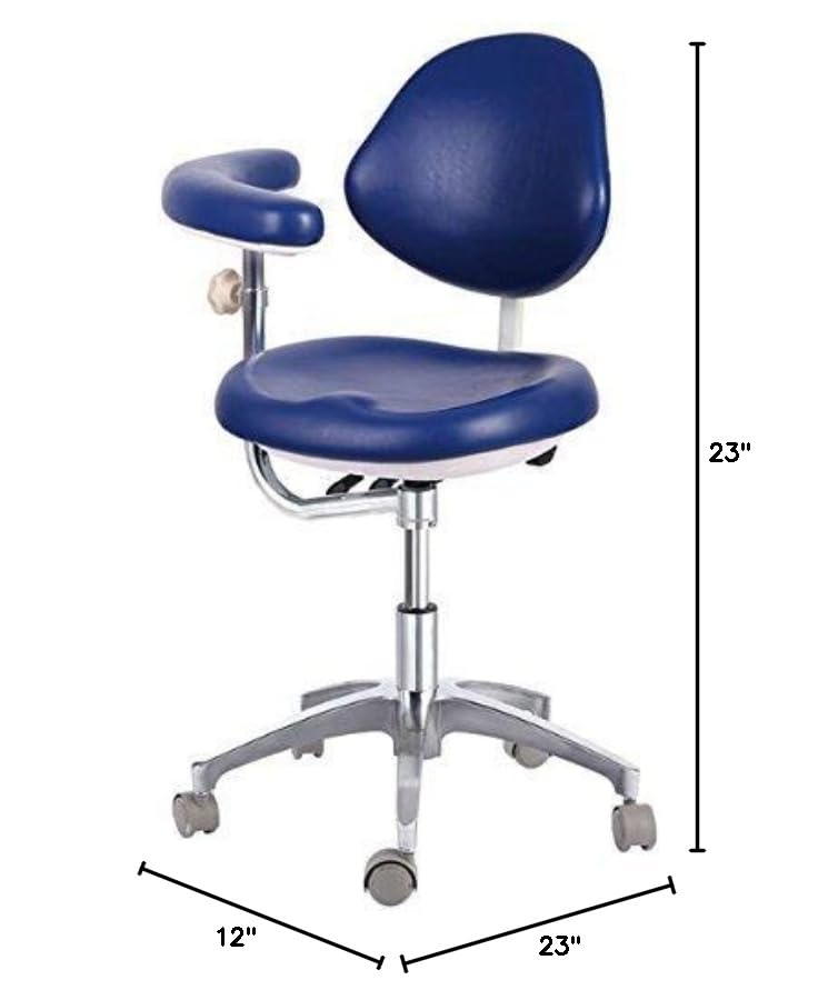 OUBO Brand PU Dark Blue (#4) Medical Dentist's Mobile Chair Doctor and Nurse's Stools with Backrest Armrest