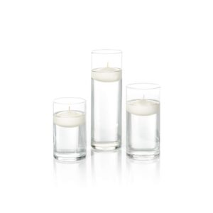 yummi set of 36 floating candles and cylinder vases - ivory