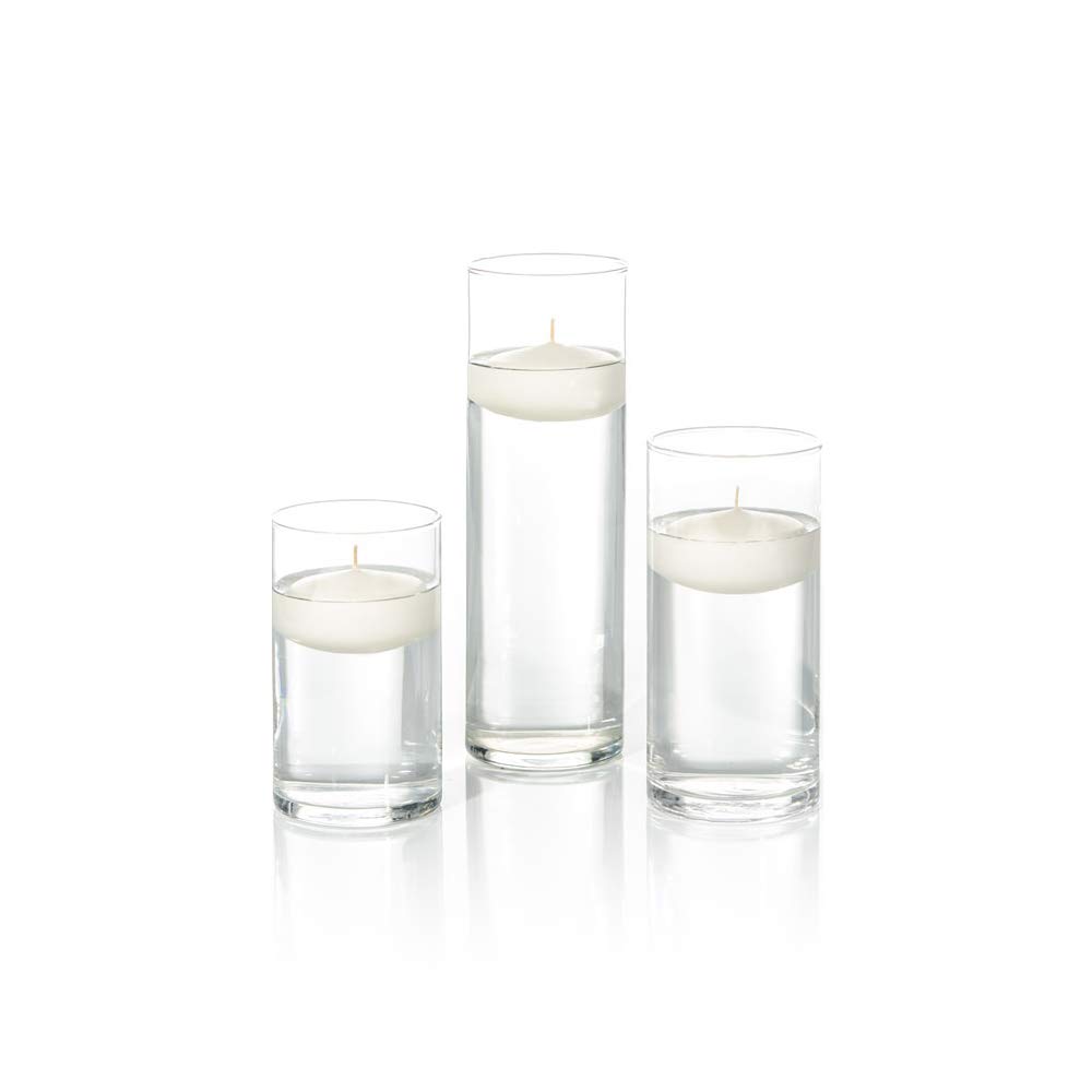 yummi Set of 36 Floating Candles and Cylinder Vases - Ivory