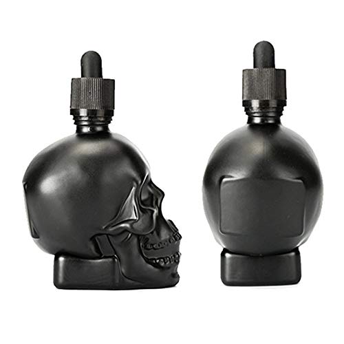 Tvoip Glass Dropper Bottle 2OZ/60ML Skull Shape Bottle of Halloween,E Liquid,Essential Oil Bottle with Pipette,Empty Refill Glass Bottle (2oz/60ml)