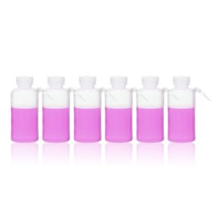 labvida 6pcs of wide mouth unitary wash bottles, vol.500ml 17oz, ldpe bottle with pp draw tube, lvm008