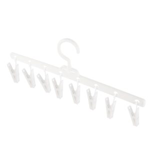 cabilock foldable clip hangers clothes sock underwear clips space saving windproof drying racks clothespins for home travel (white) sock hanger