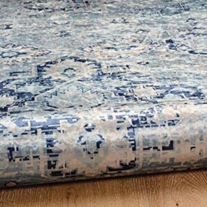 Honora Arcadia Blue/Ivory 5' x 7' Flat No Pile Area Rug by Linon