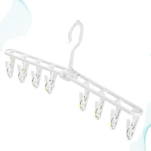 Cabilock Foldable Clip Hangers Clothes Sock Underwear Clips Space Saving Windproof Drying Racks Clothespins for Home Travel (White) Sock Hanger