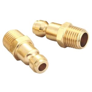 Brass 1/4 Inch NPT Male Automotive Type C, Air Hose Quick Connect Adapter, Air Coupler and Plug Kit, Air Compressor Fittings, 10pcs (Male NPT)