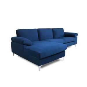 UStinsa Sectional Couch for Living Room Sectional Sofa with Velvet Fabric and Hard Wood Frame L-Shape Sectional Sofa Couch Blue Sofa