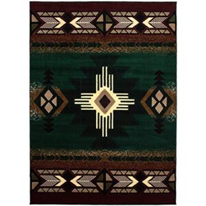 Champion Rugs Southwest Native American Navajo Aztec Tribal Indian Hunter Green Carpet Area Rug (5 Feet 3 Inch X 7 Feet 5 Inch)