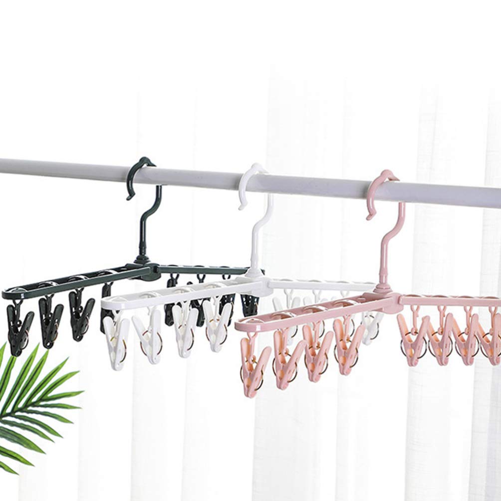 Cabilock Foldable Clip Hangers Clothes Sock Underwear Clips Space Saving Windproof Drying Racks Clothespins for Home Travel (White) Sock Hanger