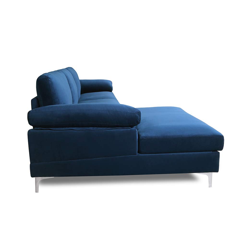 UStinsa Sectional Couch for Living Room Sectional Sofa with Velvet Fabric and Hard Wood Frame L-Shape Sectional Sofa Couch Blue Sofa