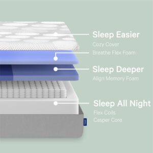 Casper Sleep Original Foam Hybrid, Twin XL Mattress - Medium Firm Memory Foam with Zoned SupportTM - 100-Night Trial - CertiPUR-US Mattress, Light Gray