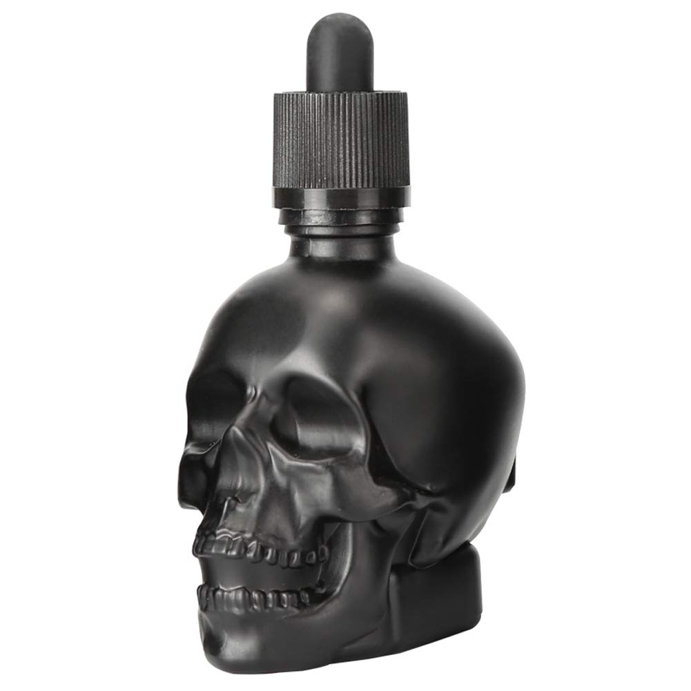 Tvoip Glass Dropper Bottle 2OZ/60ML Skull Shape Bottle of Halloween,E Liquid,Essential Oil Bottle with Pipette,Empty Refill Glass Bottle (2oz/60ml)