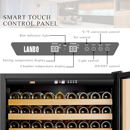 Lanbo Wine Cooler Refrigerator, 289 Bottle Large Capacity Wine Fridge Double-Paned Tempered Glass Door and Safety Lock, 32 Inch